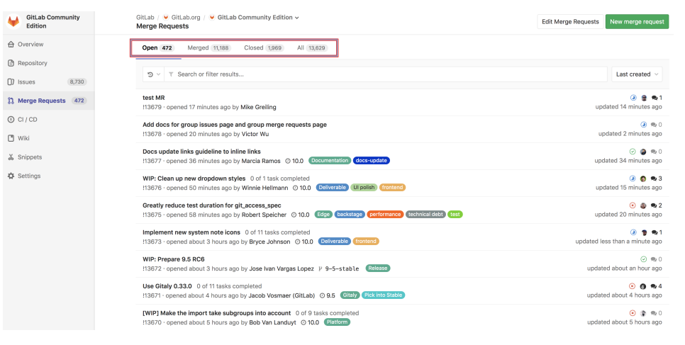 Merge requests in GitLab